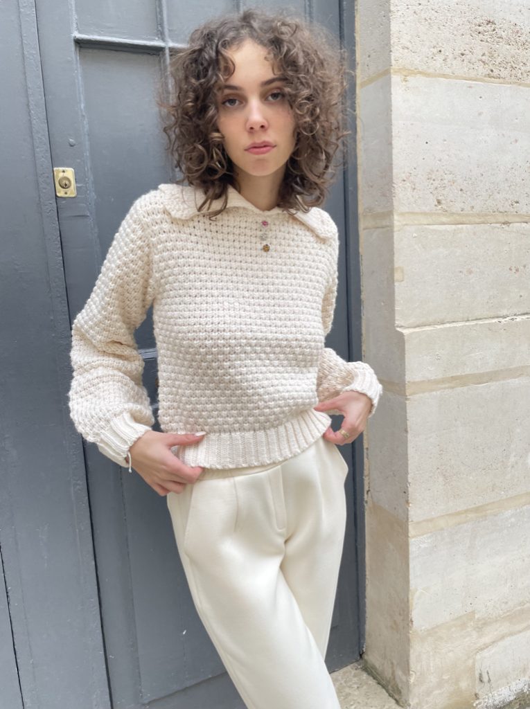 Bibi-Fluffy Textured Sweater with Doll Collar – Erotokritos Store