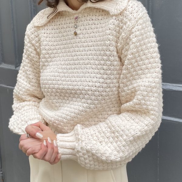 Bibi-Fluffy Textured Sweater with Doll Collar – Erotokritos Store